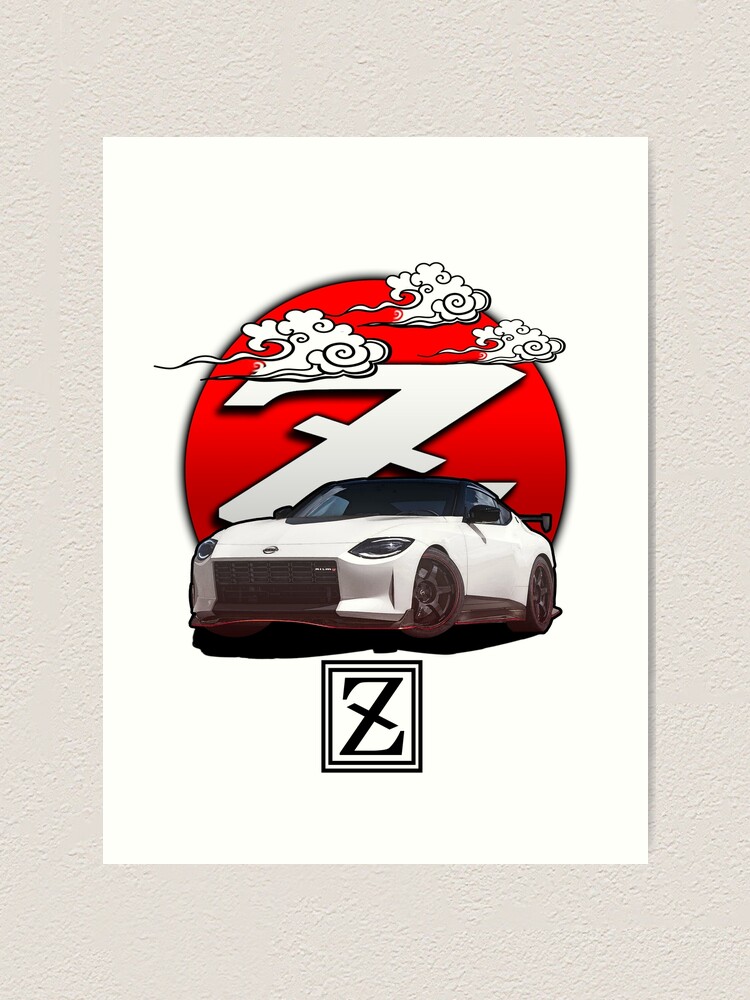 "nissan 400z red circle sun and text design white" Art Print for Sale ...