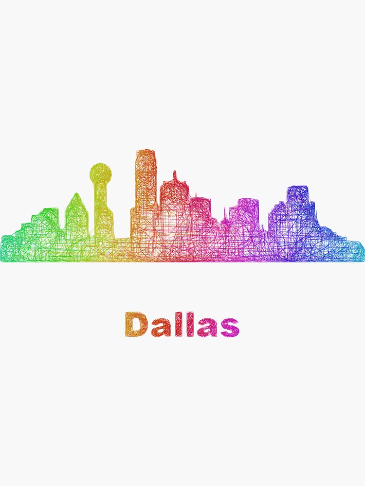 "Rainbow Dallas skyline" Sticker by davidzydd | Redbubble