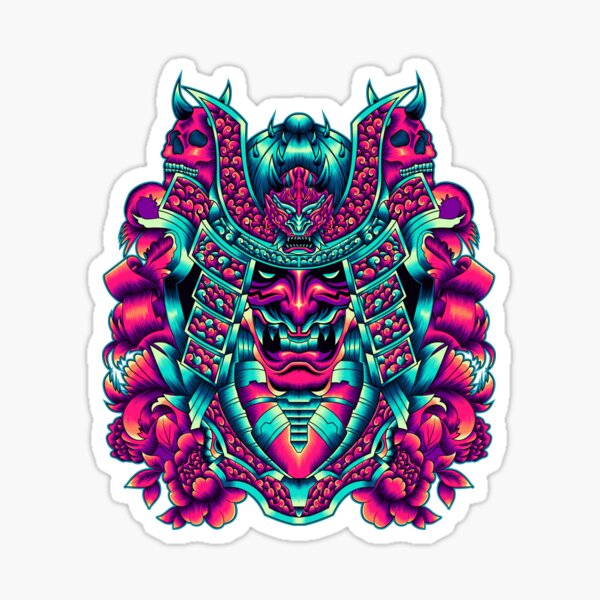 "Oni Mask from the future" Sticker by auroradesignco | Redbubble