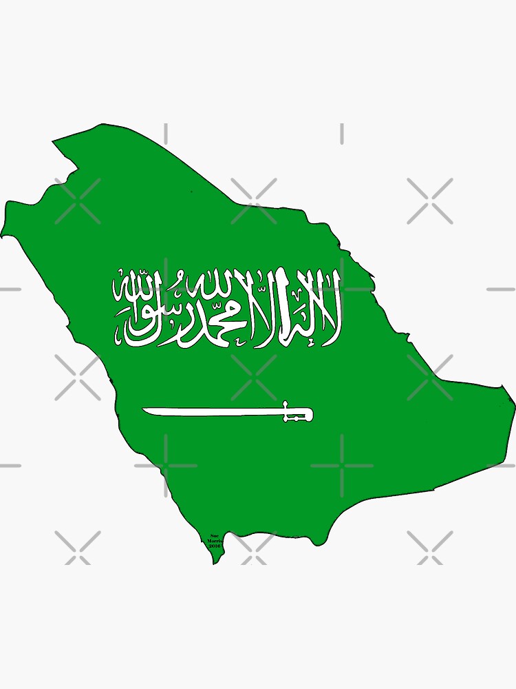 "Saudi Arabia Map With Saudi Flag" Sticker for Sale by Havocgirl ...