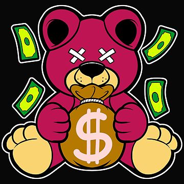 "bear holding money" Sticker for Sale by behold27 | Redbubble