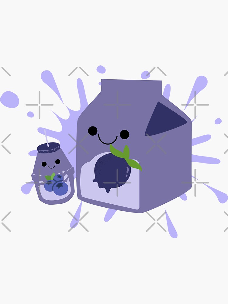 "Kawaii Blueberry Milk" Sticker by ReyelsArt | Redbubble