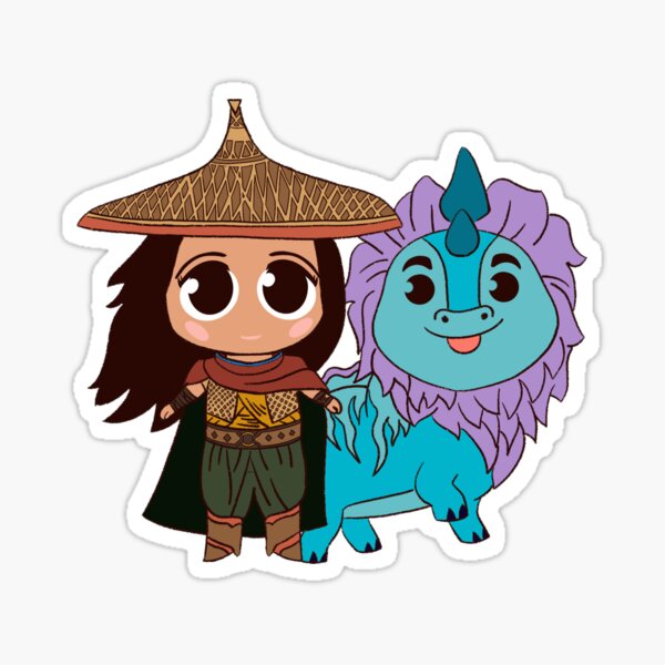 "kawai princess raya with cute sisu" Sticker for Sale by PenAnEggplant ...