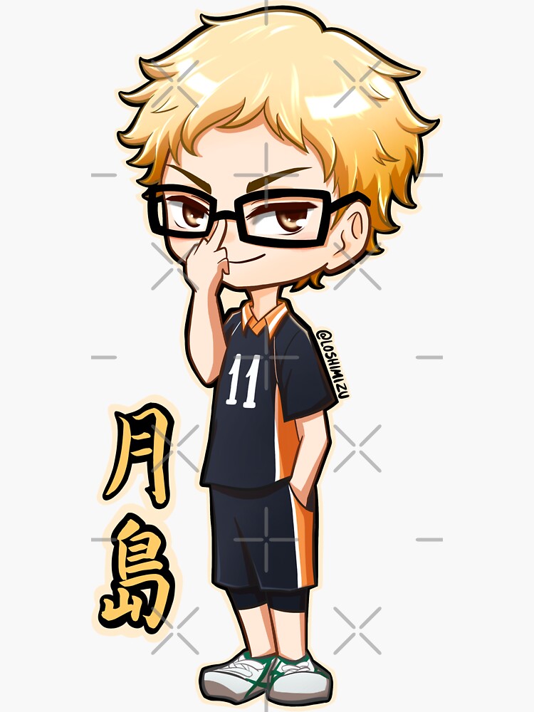 "Cute Chibi Tsukishima Kei Tsukki Haikyuu" Sticker by LoShimizu | Redbubble