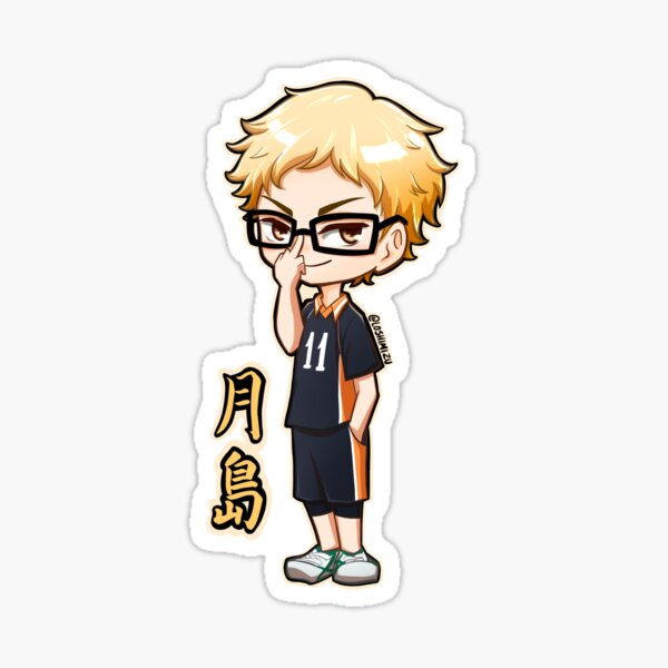 "Cute Chibi Tsukishima Kei Tsukki Haikyuu" Sticker by LoShimizu | Redbubble