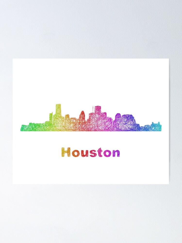 "Rainbow Houston skyline" Poster by davidzydd | Redbubble
