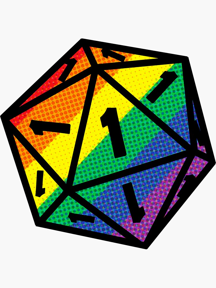 "Rainbow Crit Fail D20" Sticker for Sale by amandartwork | Redbubble