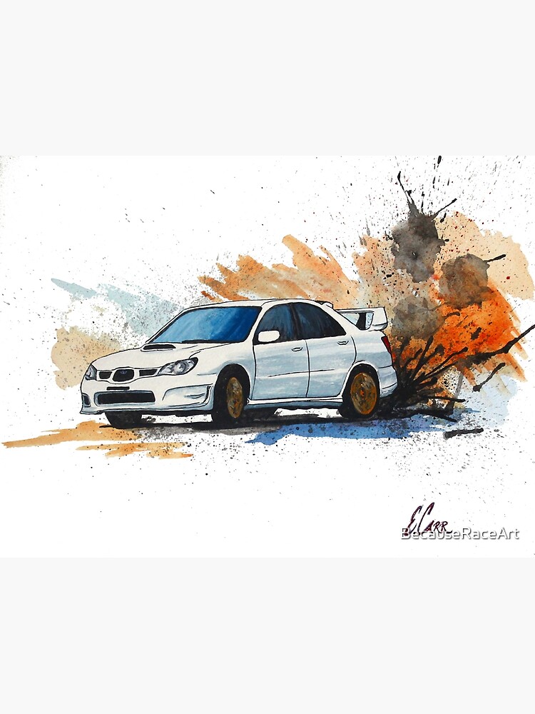 "Subie STi Watercolor Painting Print" Poster for Sale by BecauseRaceArt ...