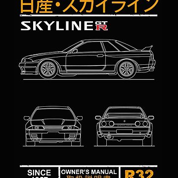 "Blueprint of the Skyline R32" Photographic Print for Sale by rogue ...