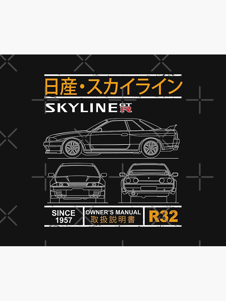 "Blueprint of the Skyline R32" Throw Blanket for Sale by rogue-design ...