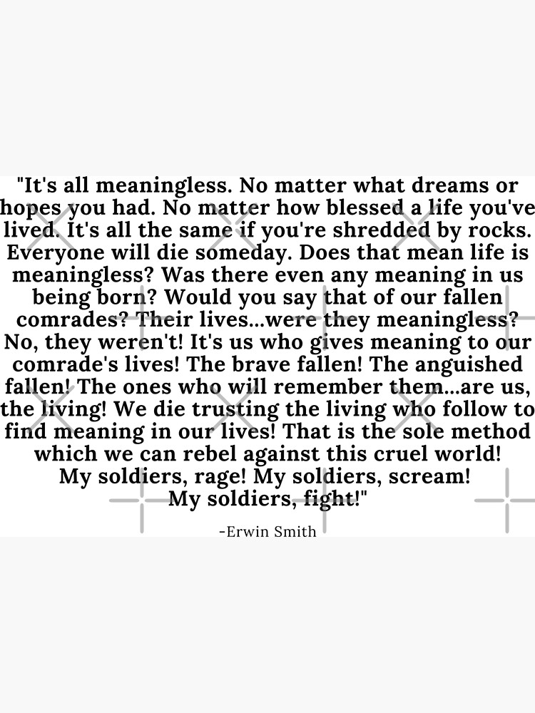 "Erwin Smith Attack on Titan speech" Photographic Print by O-NEE-SAN001 ...