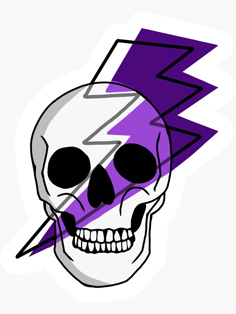 "Purple lightning skull" Sticker for Sale by Cheesy-Racoon | Redbubble