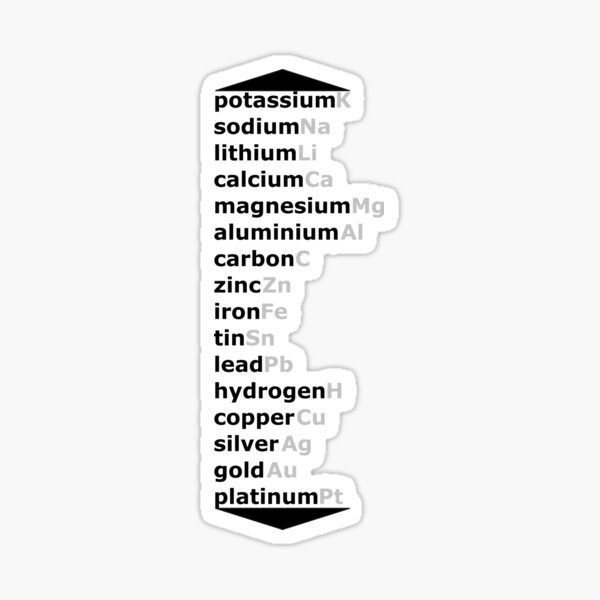 "Reactivity Series" Sticker for Sale by ChemisTees | Redbubble