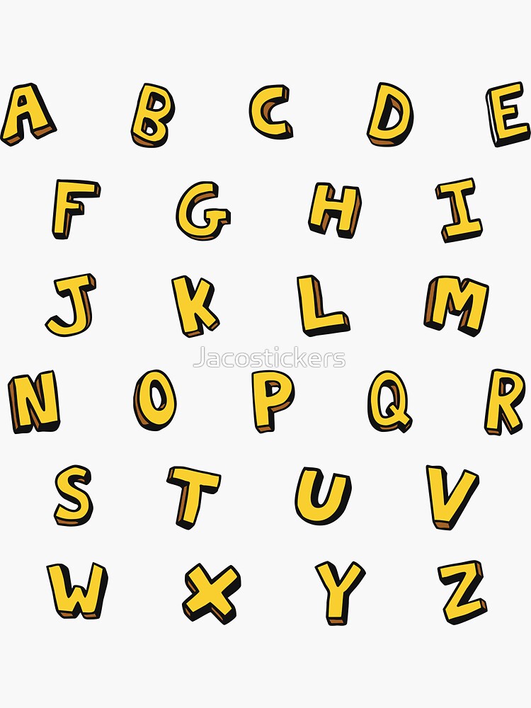 "Alphabet Yellow font pack letters for writing " Sticker for Sale by ...