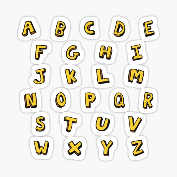 "Alphabet Yellow font pack letters for writing " Sticker for Sale by ...
