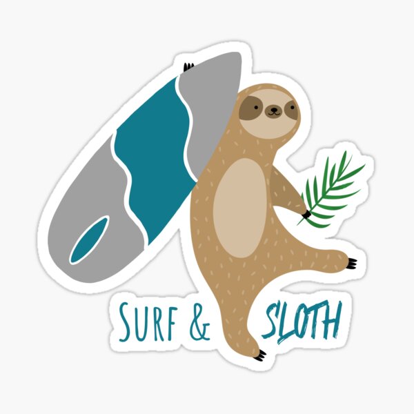 "SURF & SLOTH (blue)" Sticker for Sale by BWKidz | Redbubble