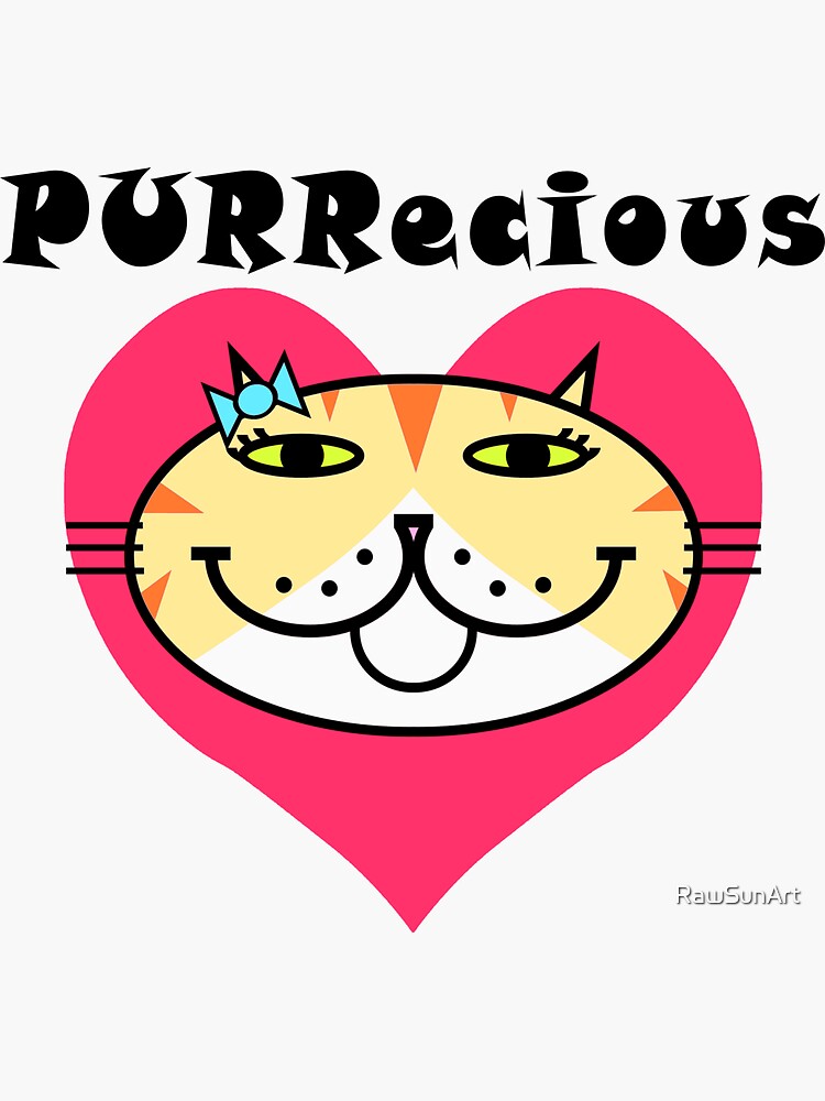 "PURRecious - Orange Stripe Tuxie" Sticker by RawSunArt | Redbubble