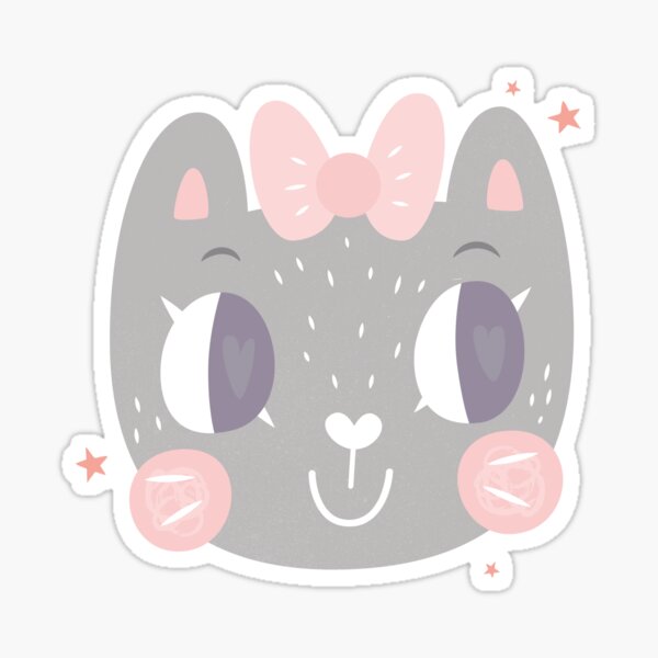 "Girls Kitty Face Design" Sticker by bakura240 | Redbubble