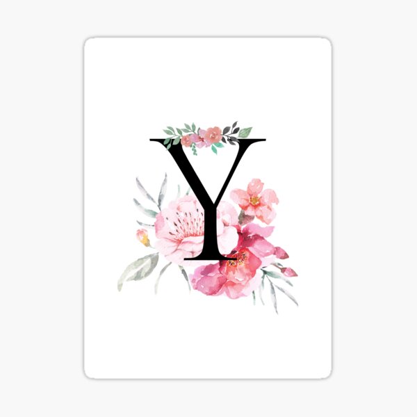 Pegatina «Letra 'Y' Alfabeto del monograma inicial con flores de ...