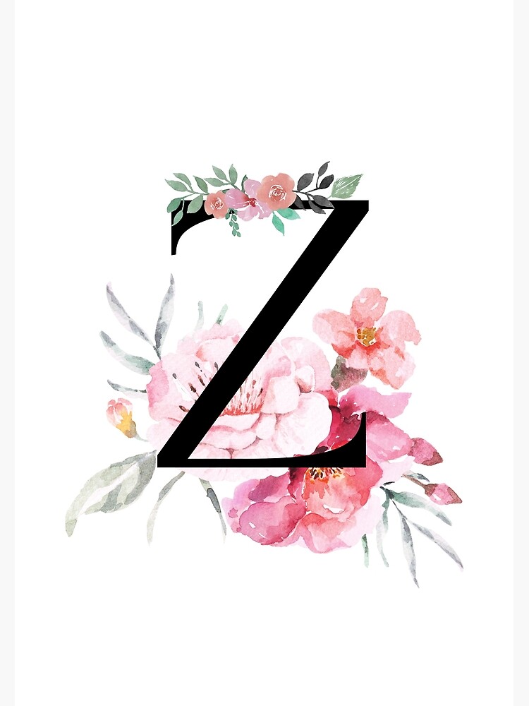 Póster «Alfabeto del monograma inicial de la letra 'Z' con flores de ...
