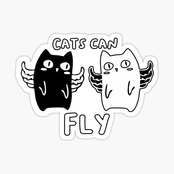 "Cats can fly" Sticker for Sale by Cassievans | Redbubble