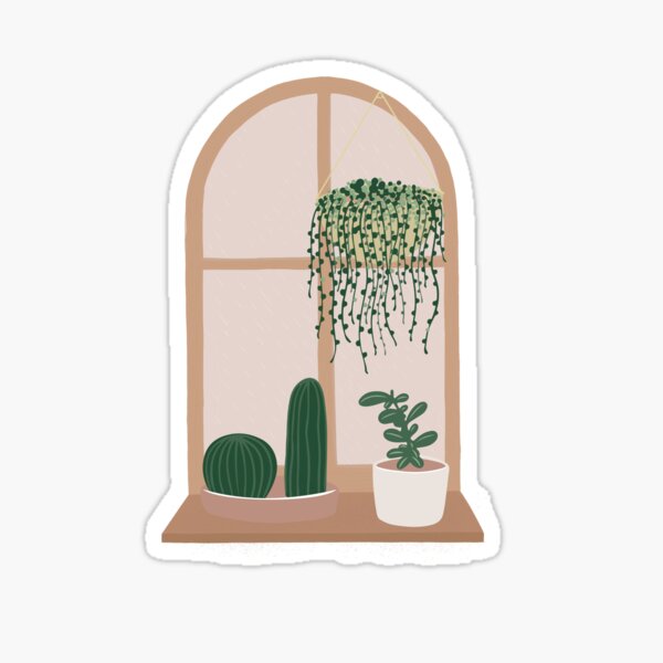 "Plants on a Window Sill" Sticker for Sale by kareanddesign | Redbubble