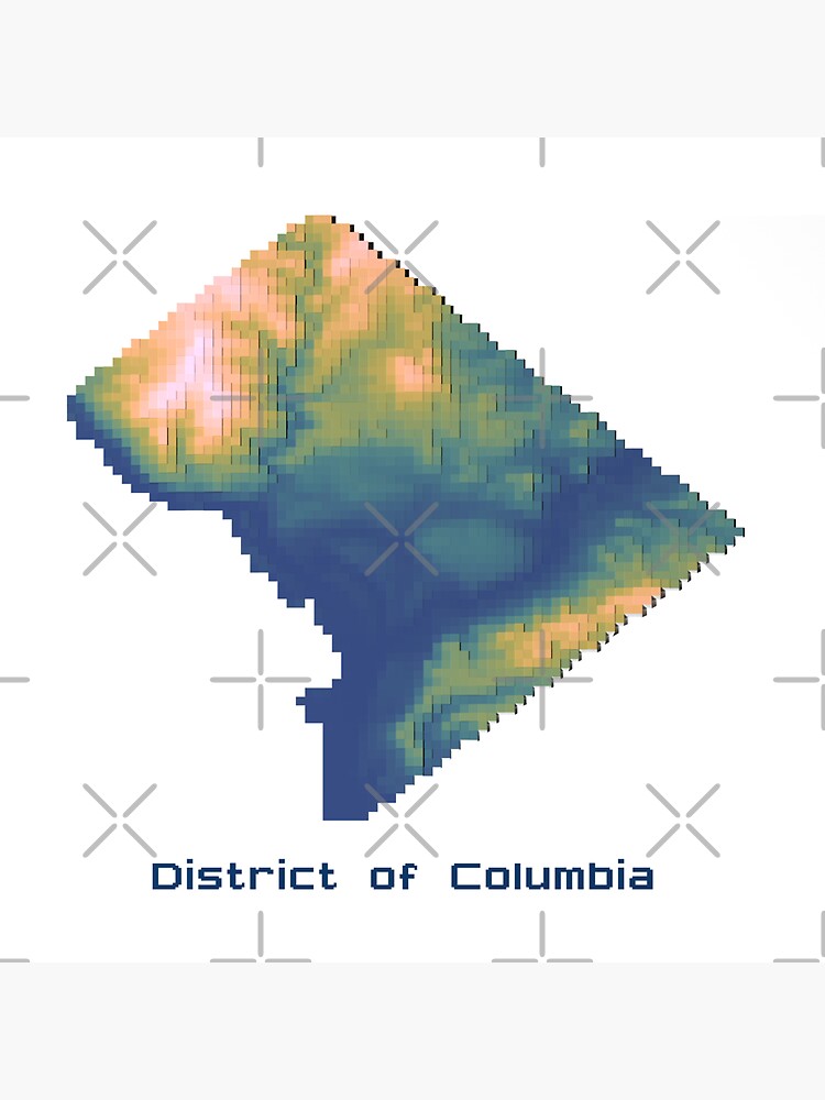 "Washington DC Elevation Tile Map - Digitally Rendered" Sticker for ...