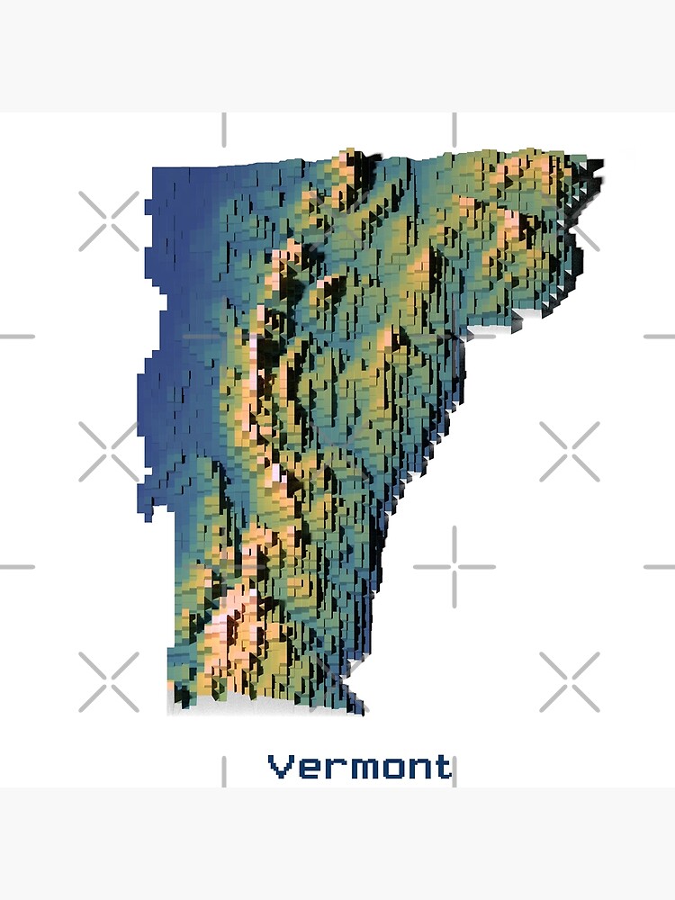 "Vermont Elevation Tiles - Digitally Rendered Map" Poster for Sale by ...