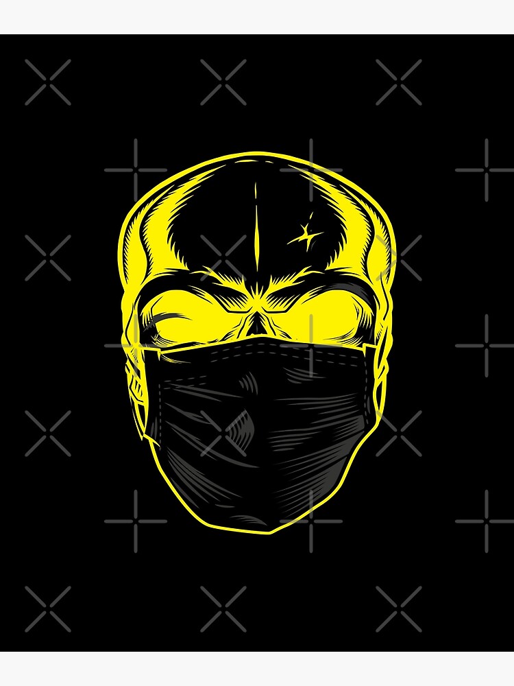 "Yellow Skull Wears Mask(Black Background) yellow" Art Print for Sale ...