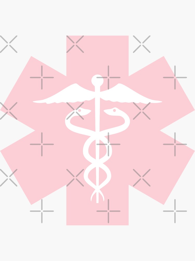 "pink caduceus medical symbol - pink med student sticker - pink nurse ...