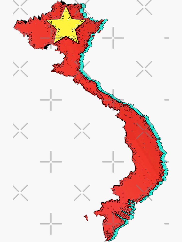 "Vietnam Map With Vietnamese Flag" Sticker for Sale by Havocgirl ...