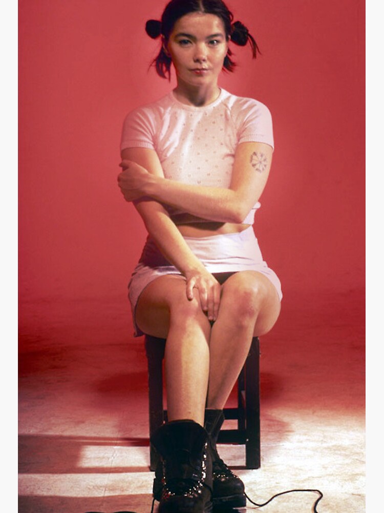 "Bjork 90s Poster" Sticker by InfluentialArt | Redbubble