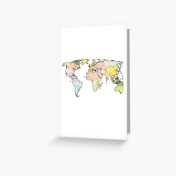 "Colorful world map, continents, countries" Greeting Card by aleksag1 ...