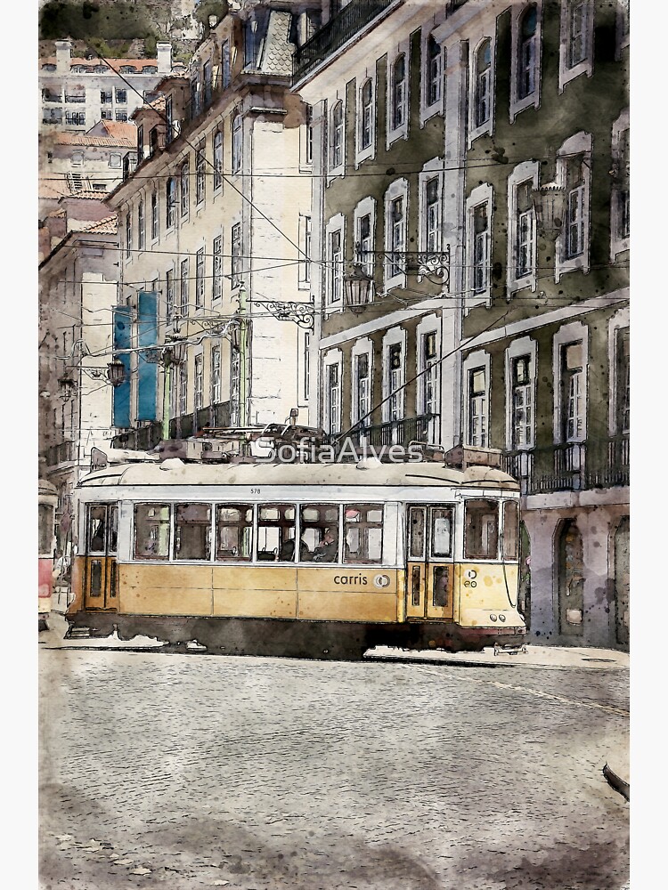 "Lisbon Tram Watercolour" Sticker for Sale by SofiaAlves | Redbubble