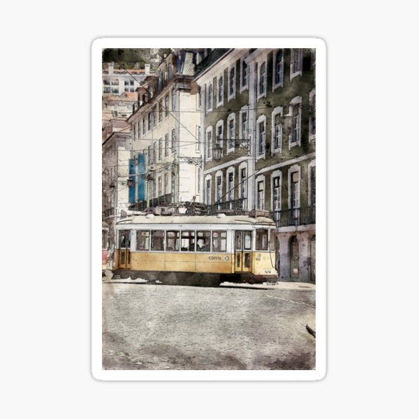 "Lisbon Tram Watercolour" Sticker for Sale by SofiaAlves | Redbubble
