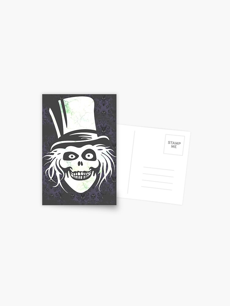 "HATBOX GHOST WITH GRUNGY HAUNTED MANSION WALLPAPER" Postcard for Sale ...