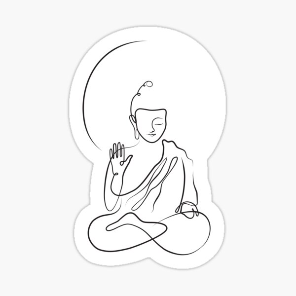 "Minimalistic One Line Art Zen Buddha Black and White" Sticker for Sale ...