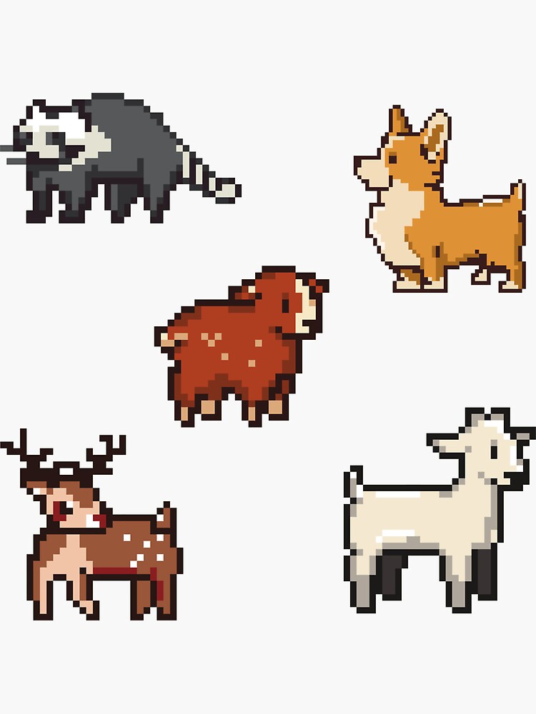 "Pixelated Animals Stickers ( Set Of 5)" Sticker for Sale by FranjoSam ...