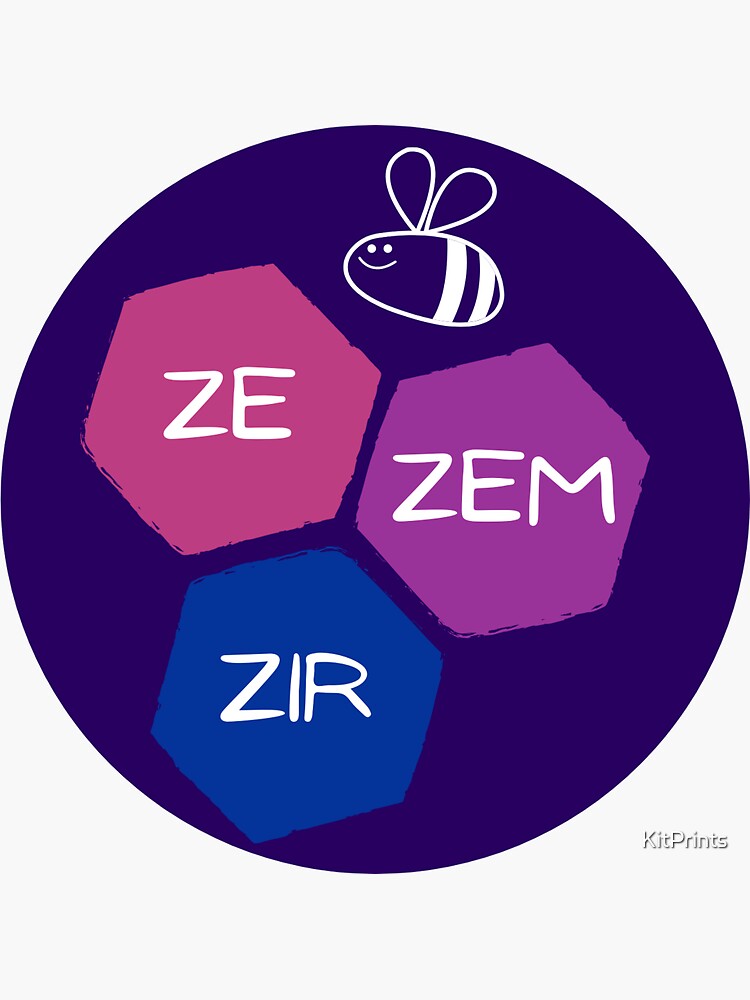Pegatina «Pronombres de bandera Ze / Zem / Zir Bi» de KitPrints | Redbubble