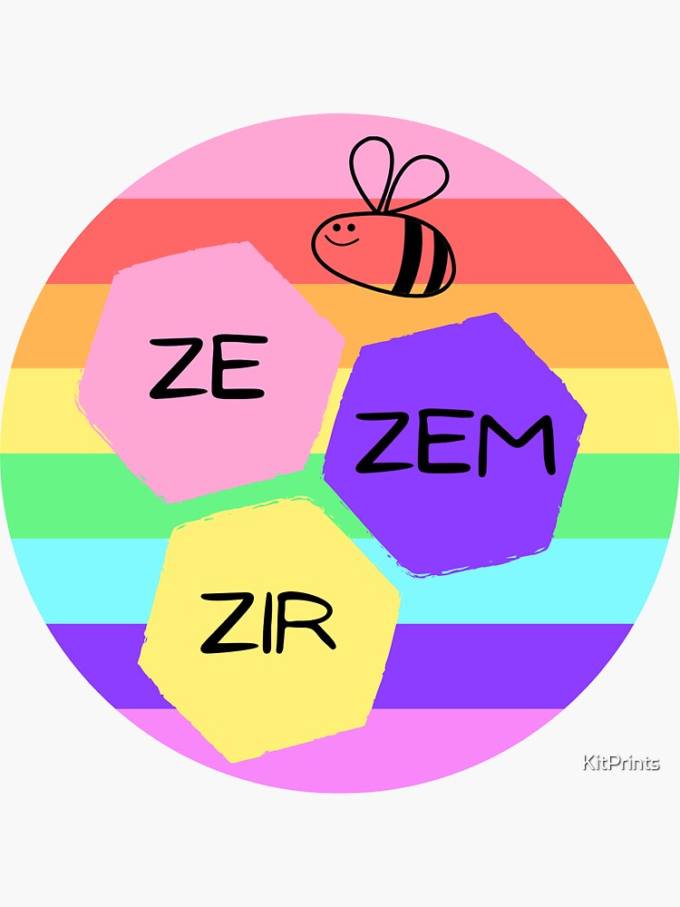"Ze / Zem / Zir Pride Flag Pronouns" Sticker by KitPrints | Redbubble