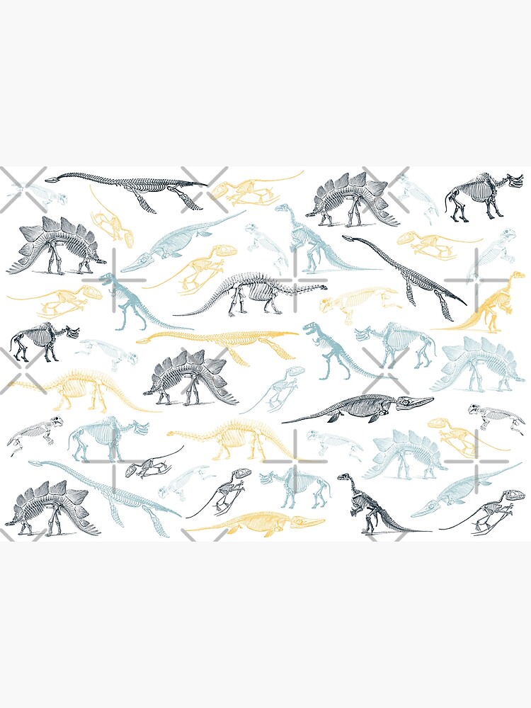 "Colorful yellow and green dinosaur skeleton fossils pattern" Poster ...