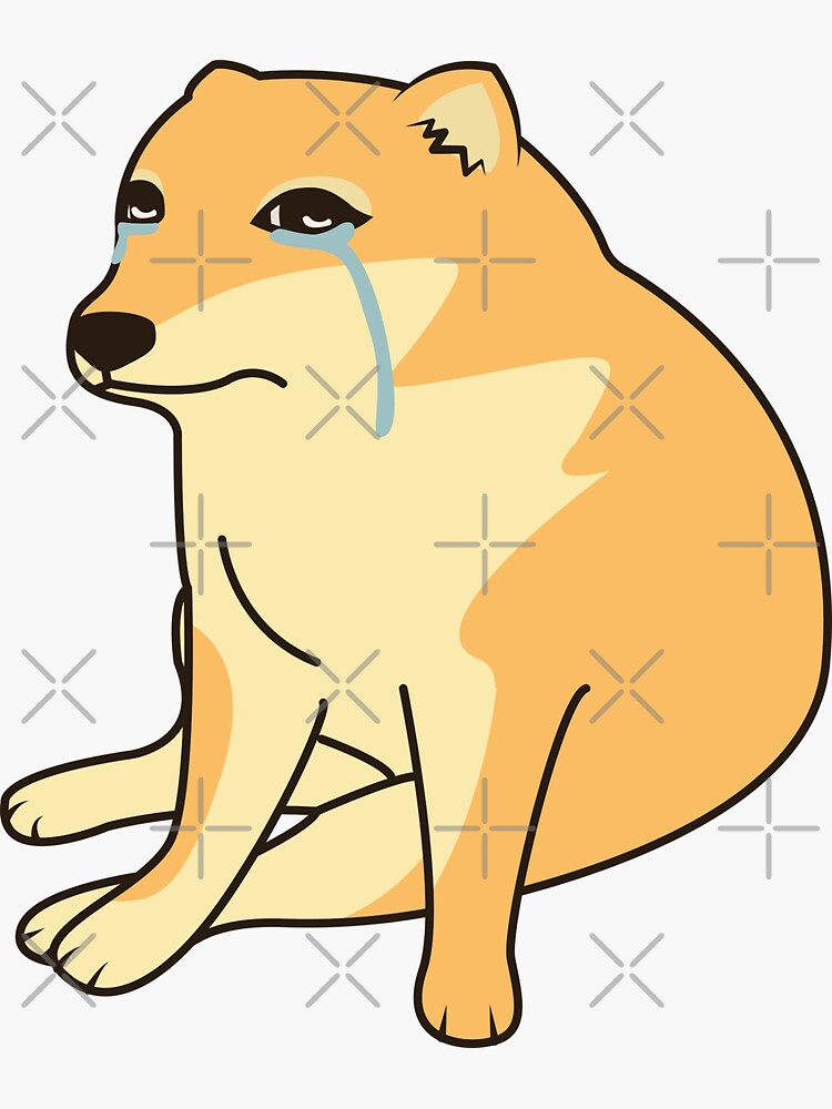 Pegatina «Perrito cheems llorando» de Atsuwu | Redbubble