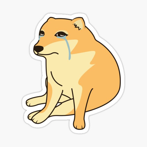 Pegatina con la obra «Perrito cheems llorando» de Atsuwu | Redbubble