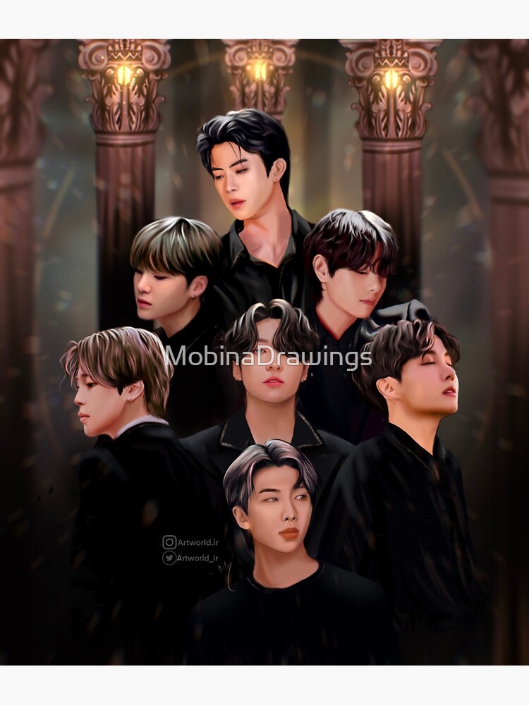 "bts ot7 drawing" Art Print by MobinaDrawings | Redbubble