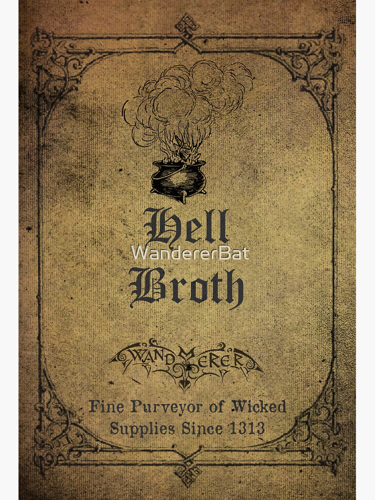 "Hell Broth Apothecary Ingredient Bottle Label" Sticker for Sale by ...