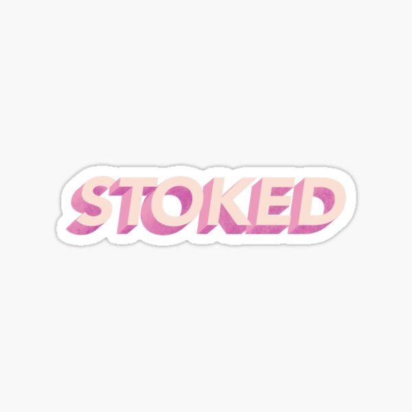 "Stoked Typography Logo Pink" Sticker for Sale by SkiBumArt | Redbubble