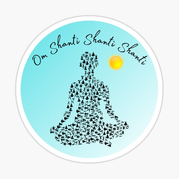 "Yoga Poses - Om Shanti Shanti Shanti" Sticker by sacredethos | Redbubble