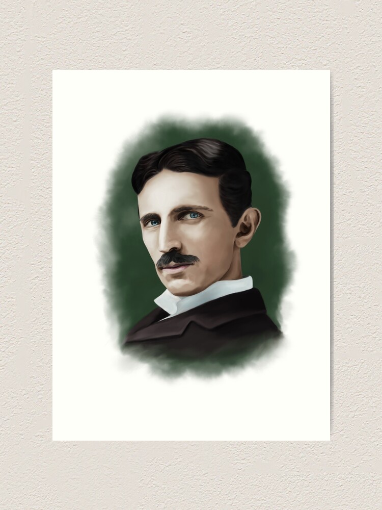 "Nikola Tesla Color Digital Art Portrait" Art Print for Sale by tuzlay ...