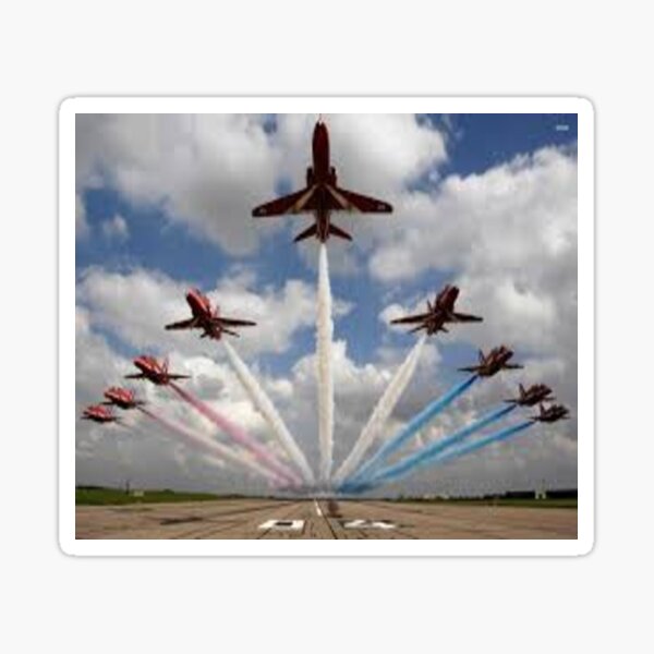 "red arrows just taking off" Sticker for Sale by nigejohn | Redbubble
