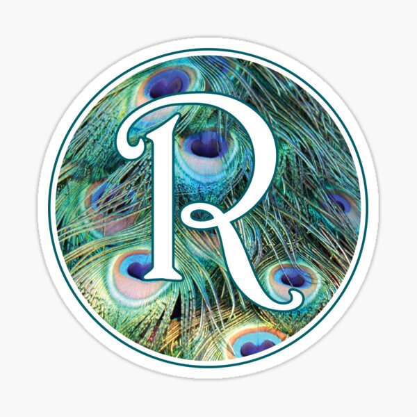 "The Letter 'R' Peacock Feather Circle Monogram" Sticker for Sale by ...
